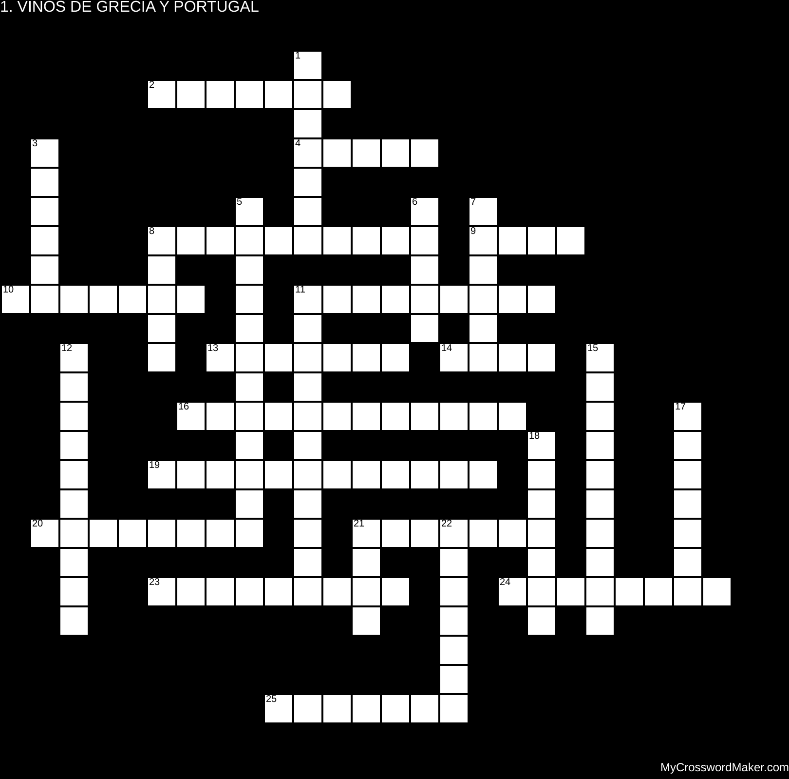 1. VINOS DE GRECIA Y PORTUGAL - Crossword Puzzle