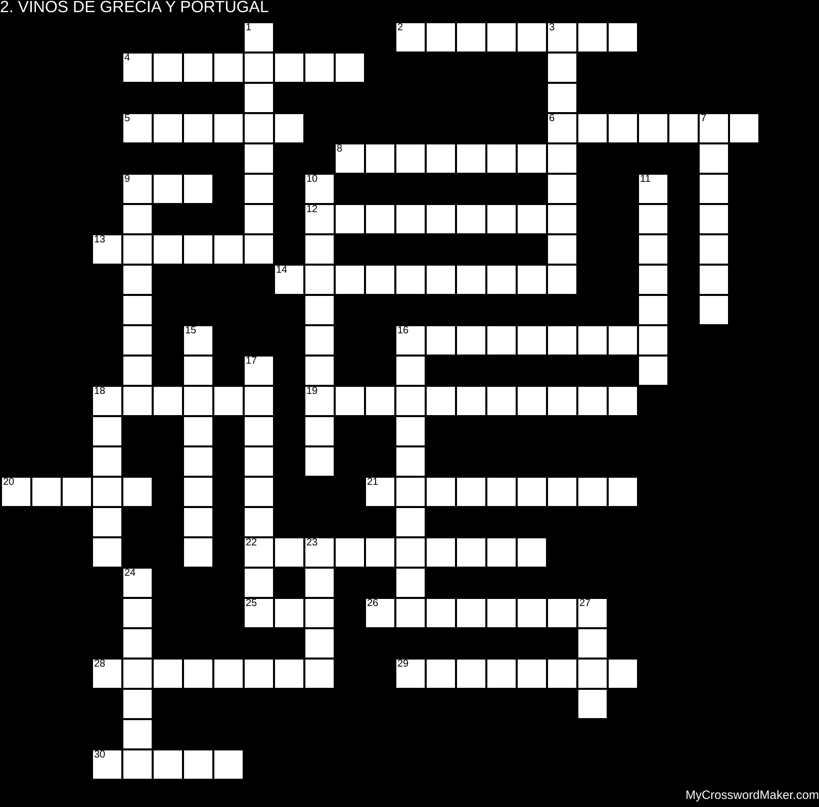 2. VINOS DE GRECIA Y PORTUGAL - Crossword Puzzle