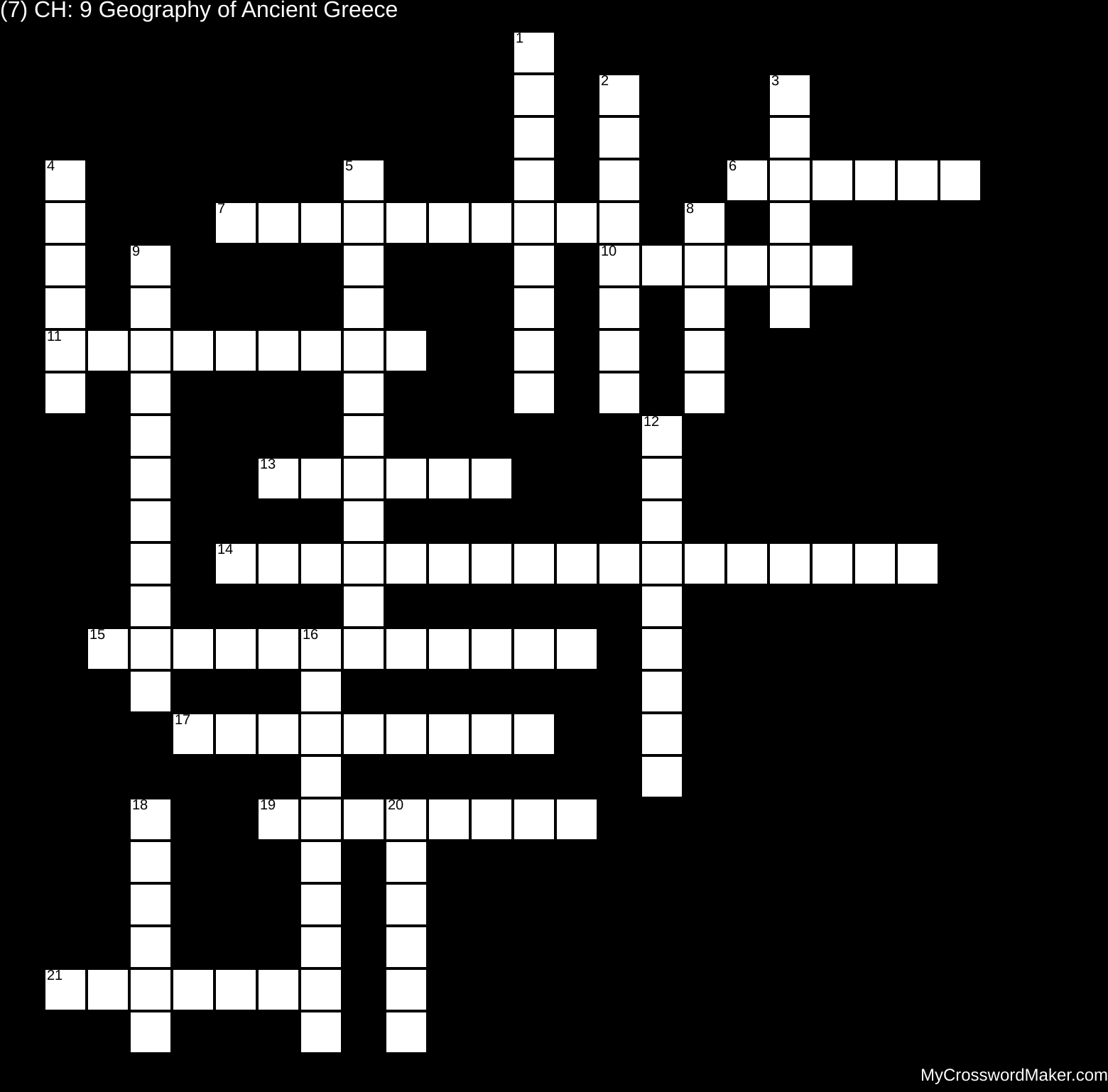 (7) CH: 9 Geography of Ancient Greece - Crossword Puzzle