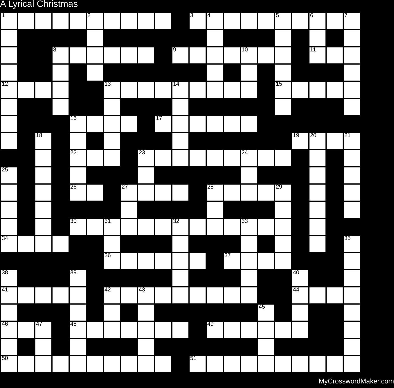 A Lyrical Christmas - Crossword Puzzle