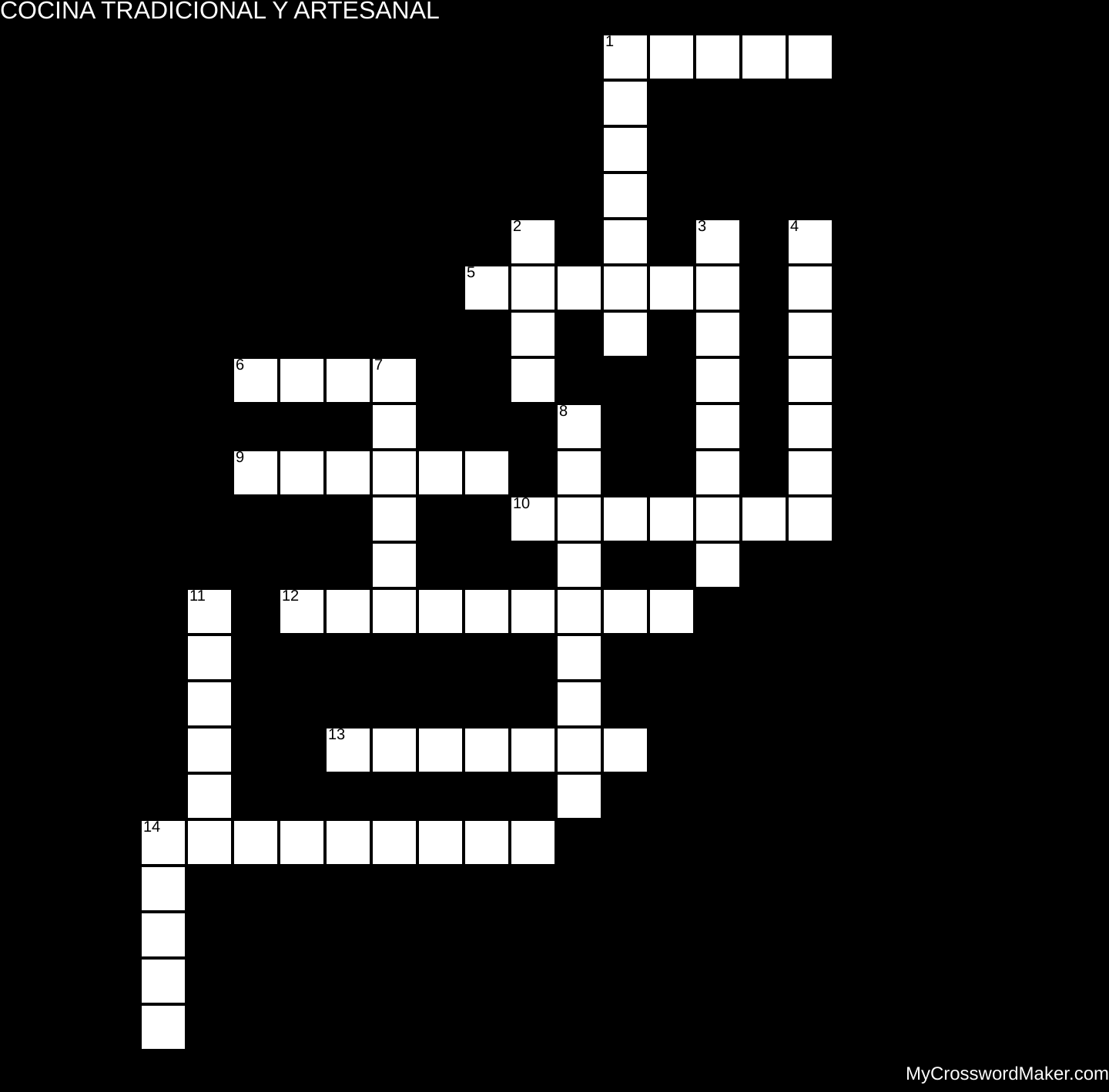 COCINA TRADICIONAL Y ARTESANAL - Crossword Puzzle
