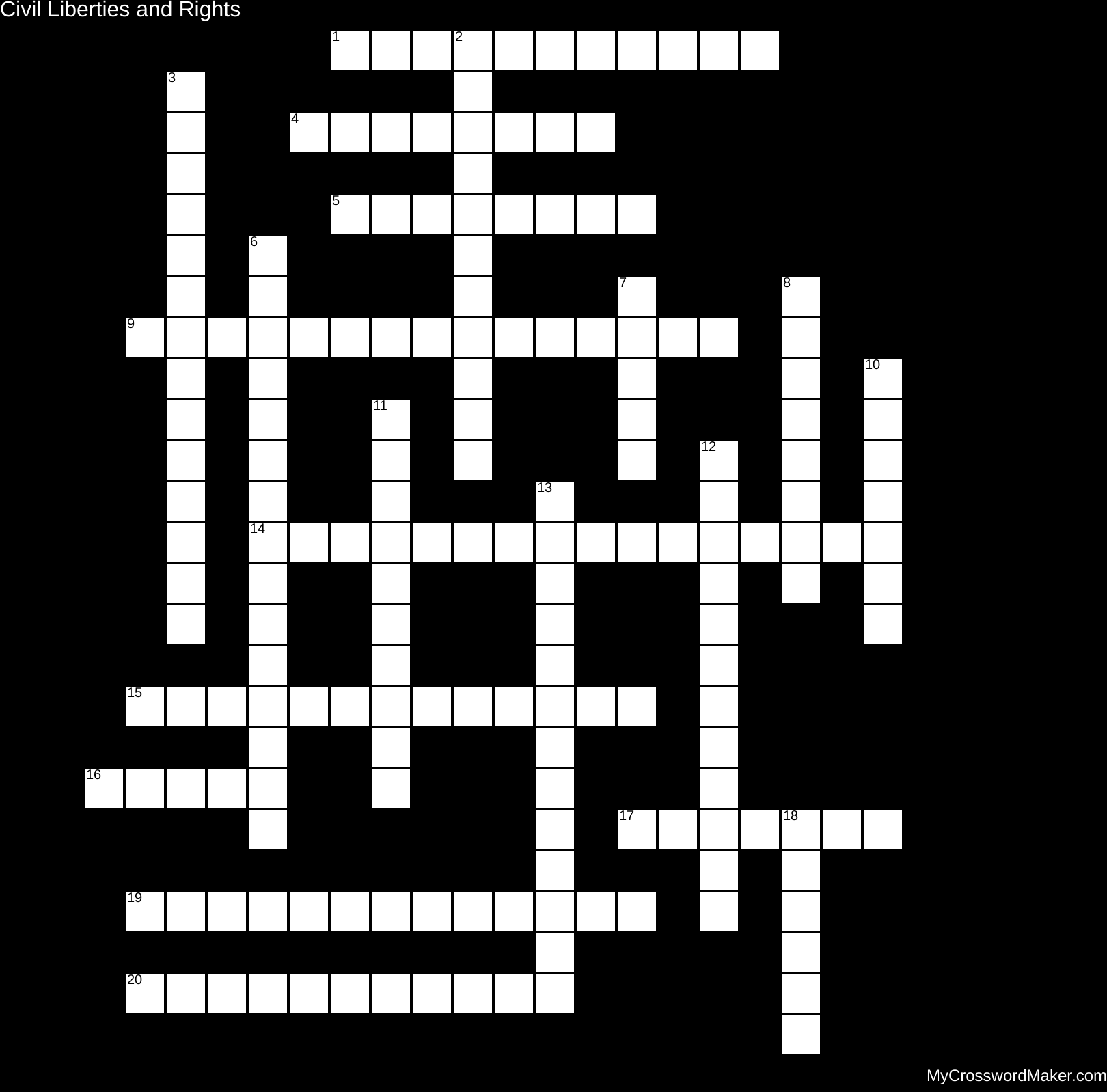 Civil Liberties and Rights - Crossword Puzzle