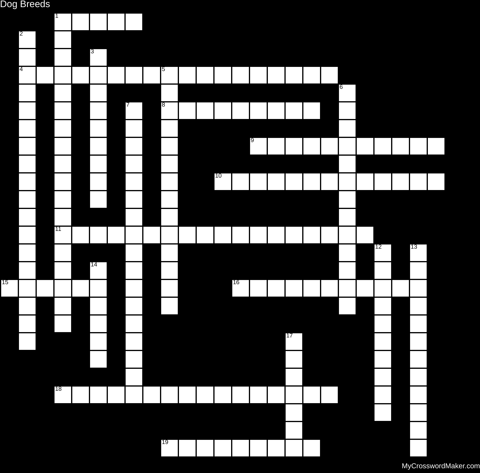 Dog Breeds - Crossword Puzzle