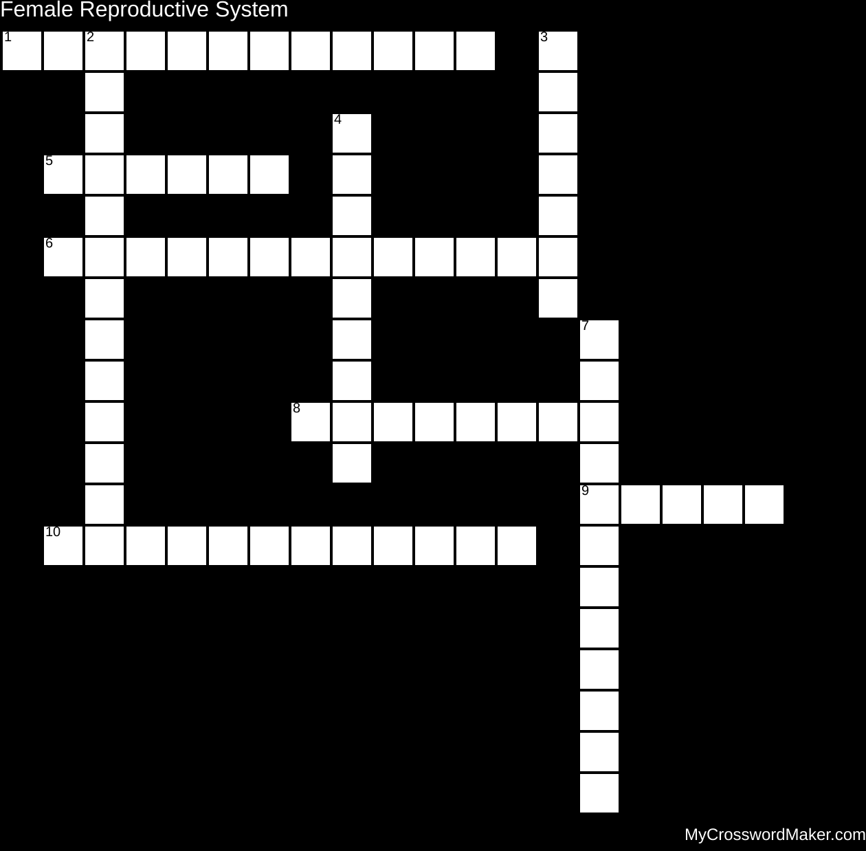 Female Reproductive System - Crossword Puzzle