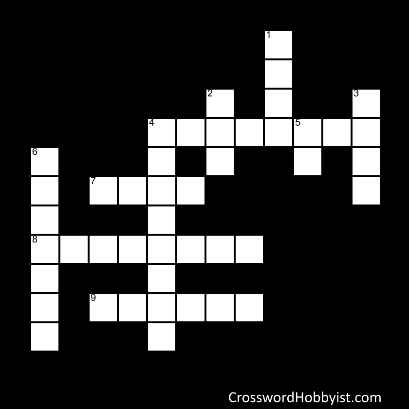 First Letters of Wordsearch Words - Crossword Puzzle