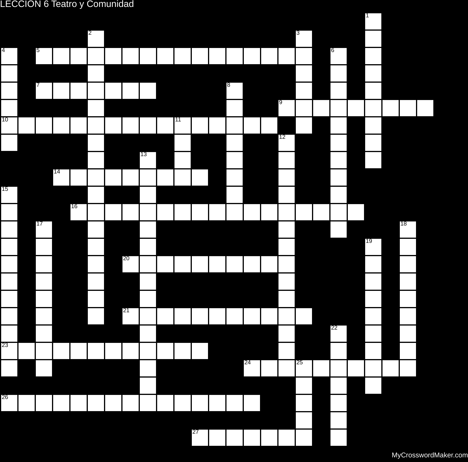 LECCION 6 Teatro y Comunidad - Crossword Puzzle