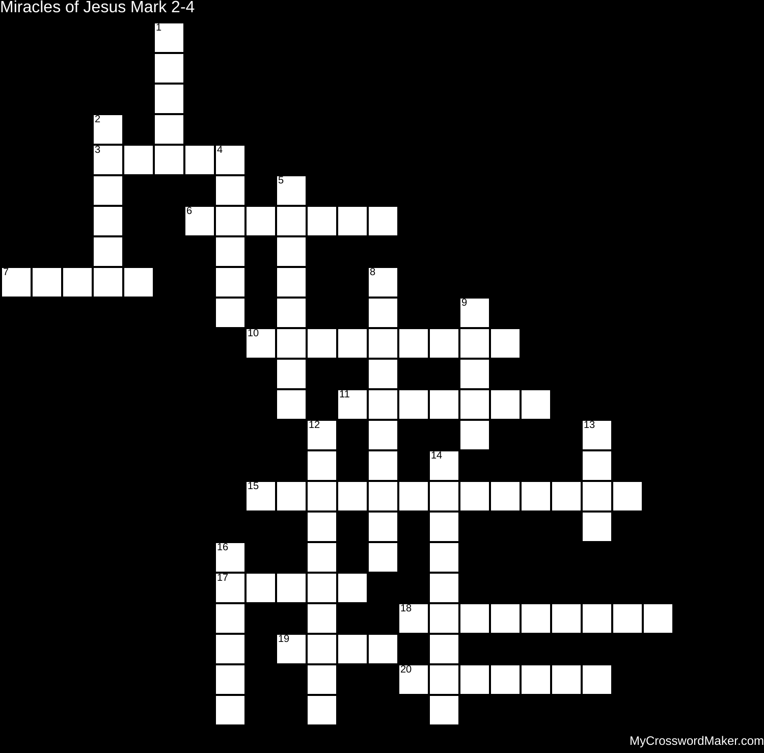 Miracles of Jesus Mark 2-4 - Crossword Puzzle