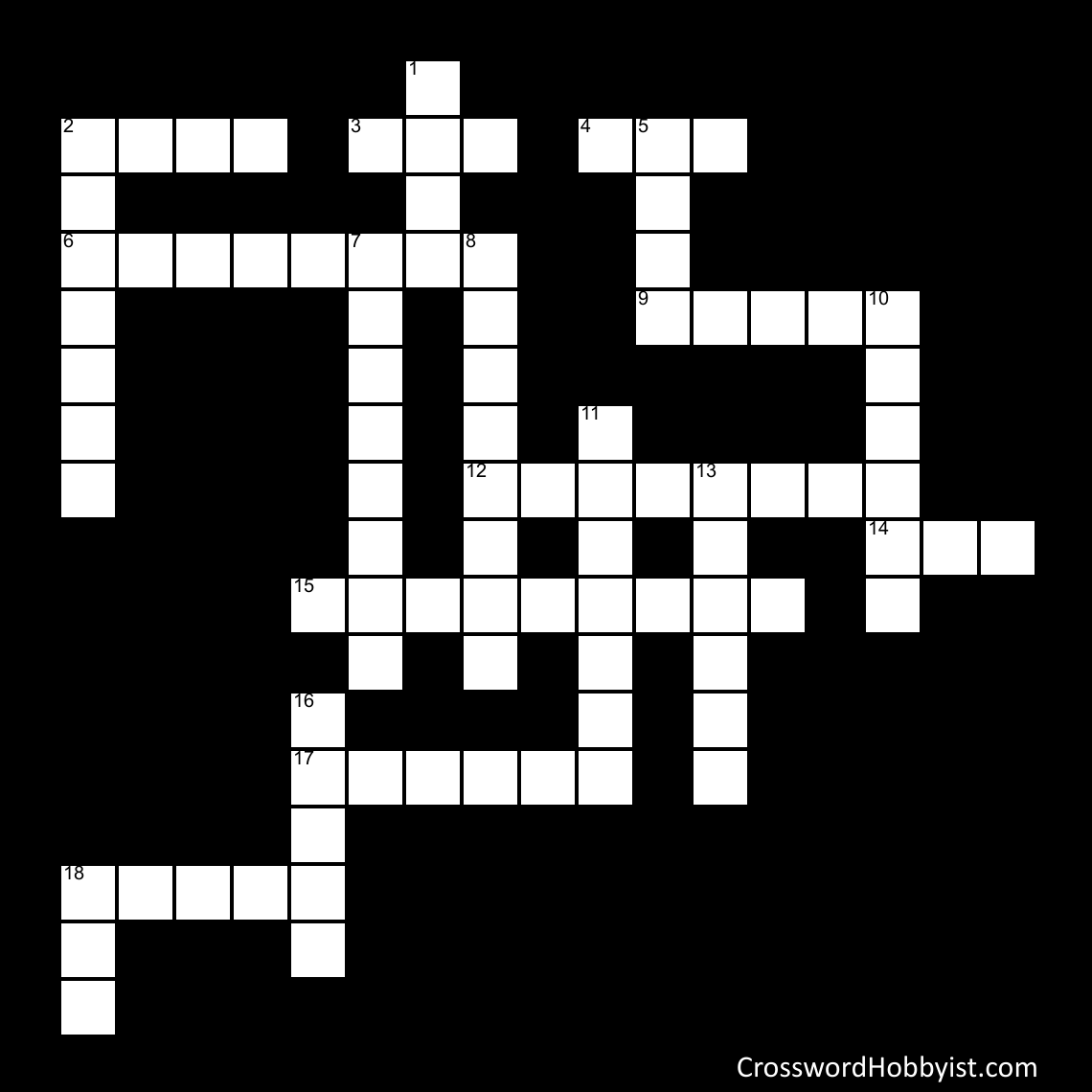 Numbers 1 - 20 - Crossword Puzzle