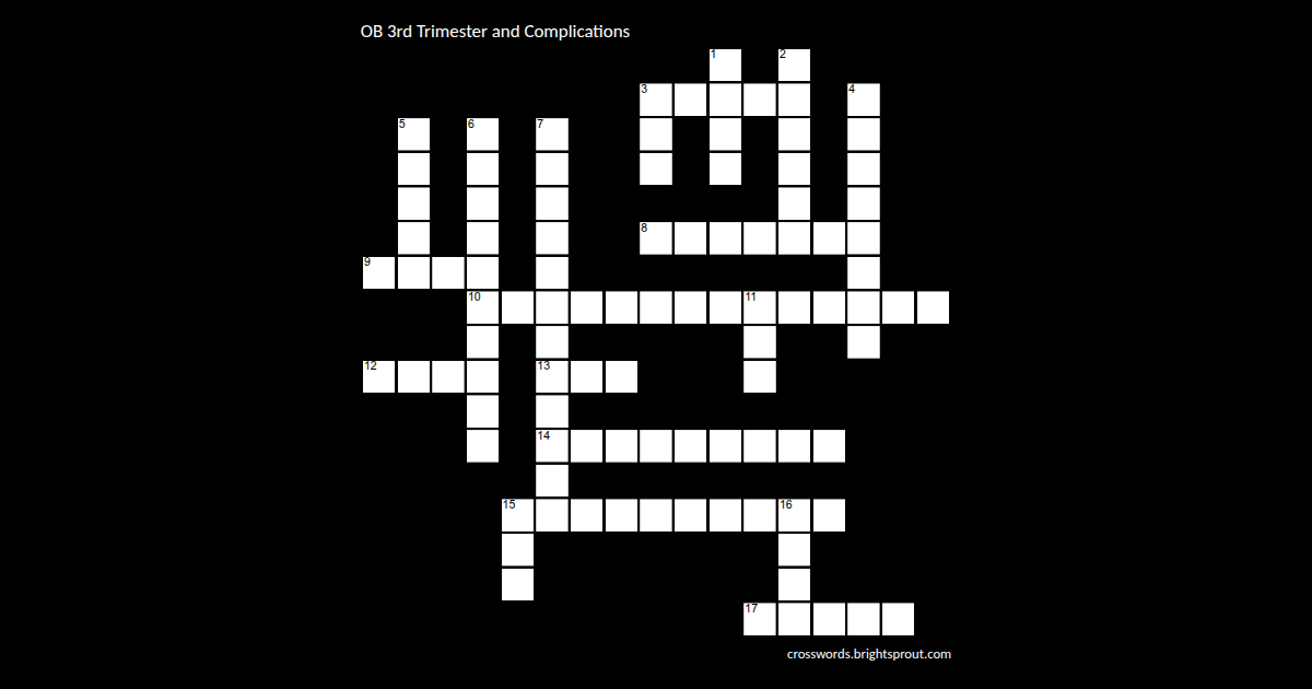 OB 3rd Trimester and Complications - Crossword Puzzle