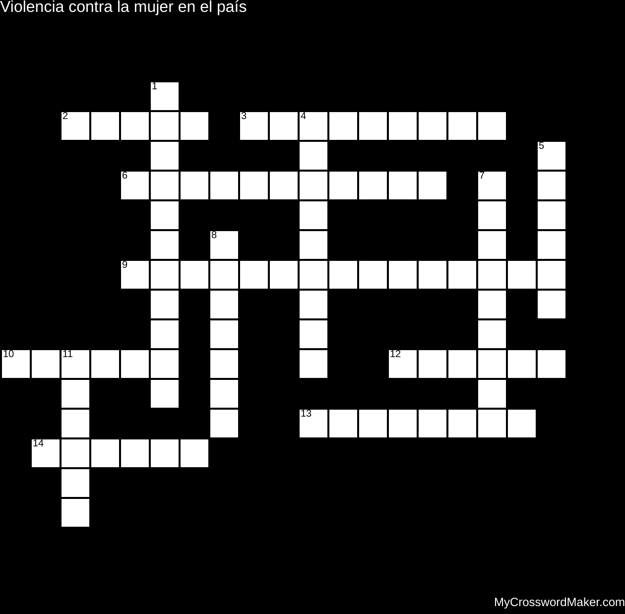 Violencia contra la mujer en el país - Crossword Puzzle