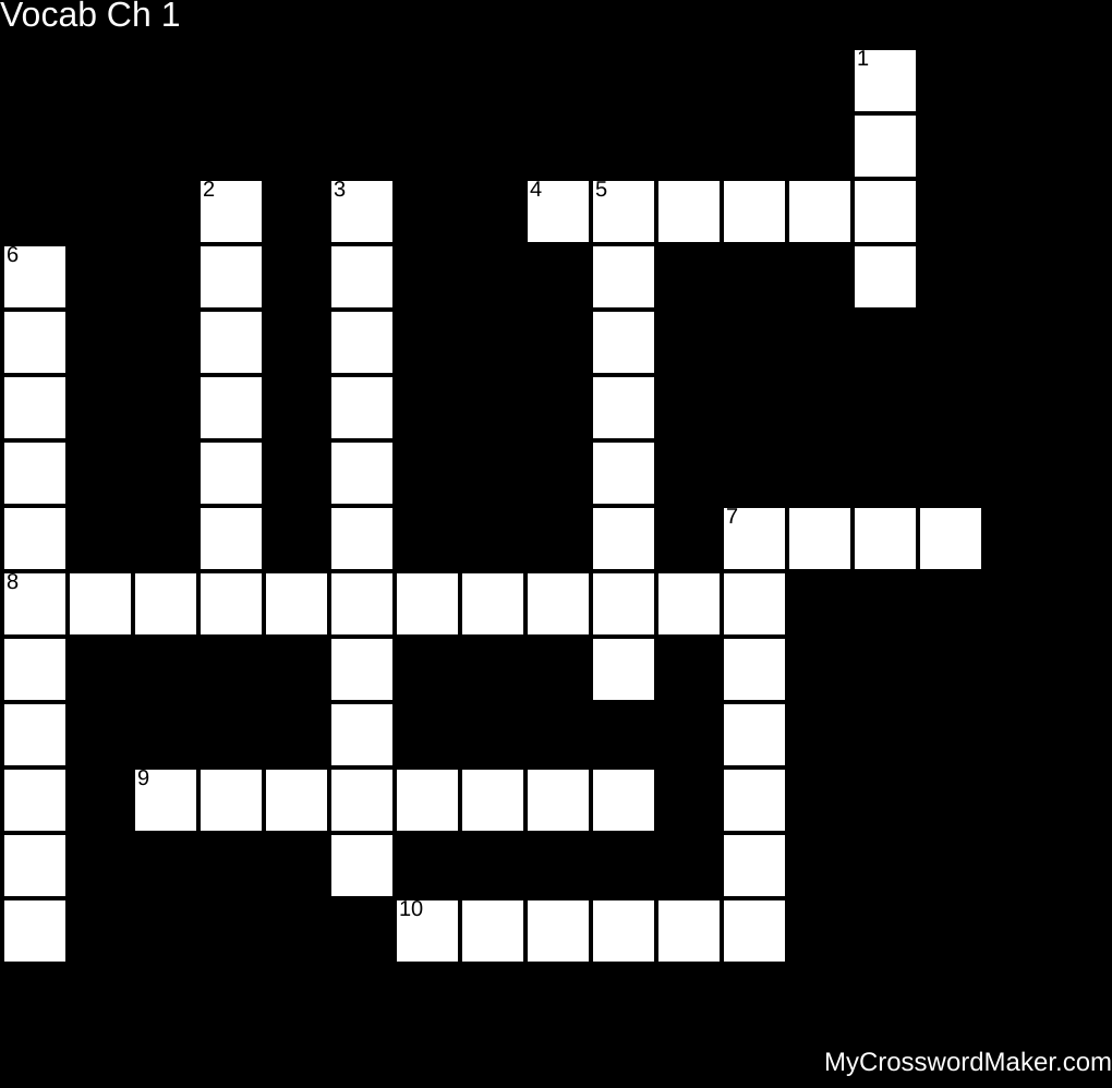 Vocab Ch 1 - Crossword Puzzle