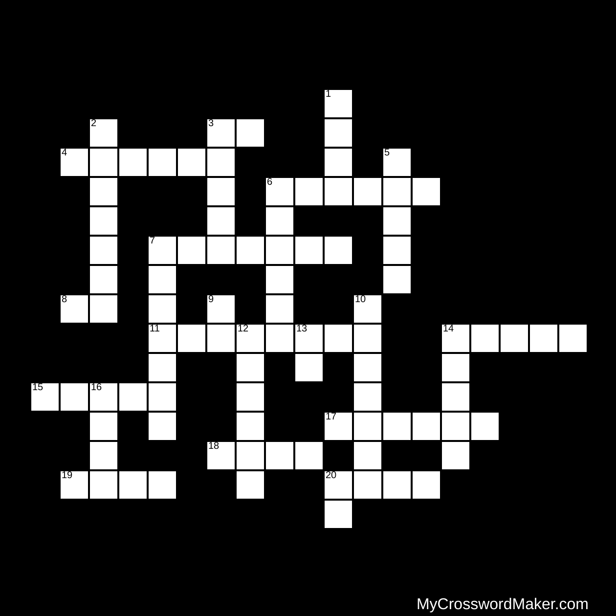 prepositions of placement - Crossword Puzzle