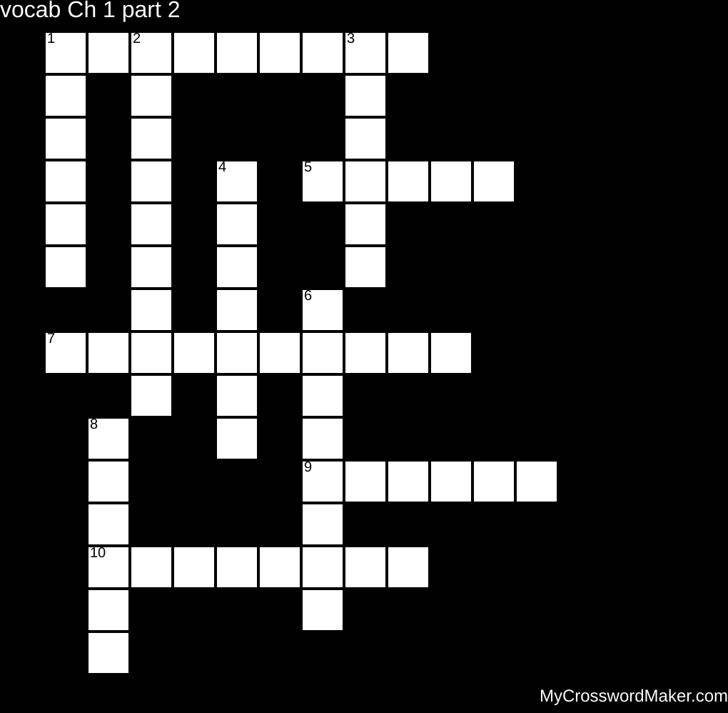 vocab Ch 1 part 2 - Crossword Puzzle